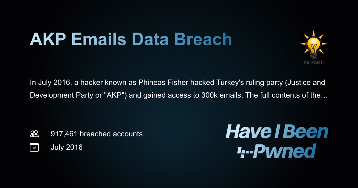 Have I Been Pwned: AKP Emails Data Breach