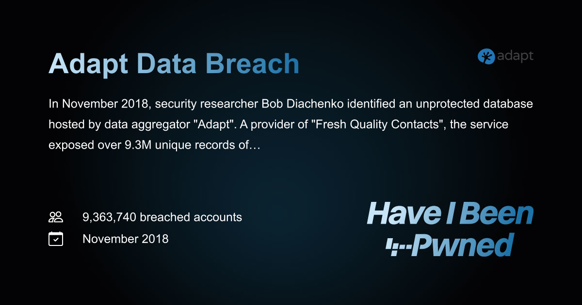 Have I Been Pwned: Adapt Data Breach