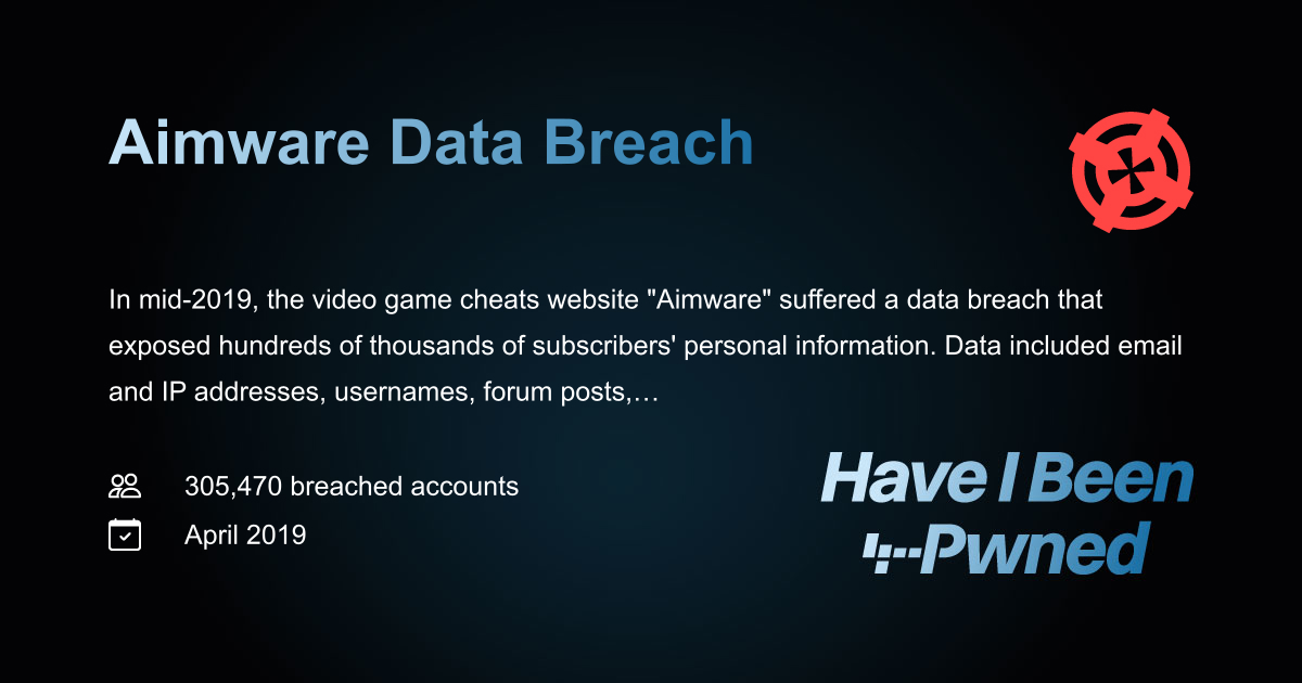 Have I Been Pwned: Aimware Data Breach