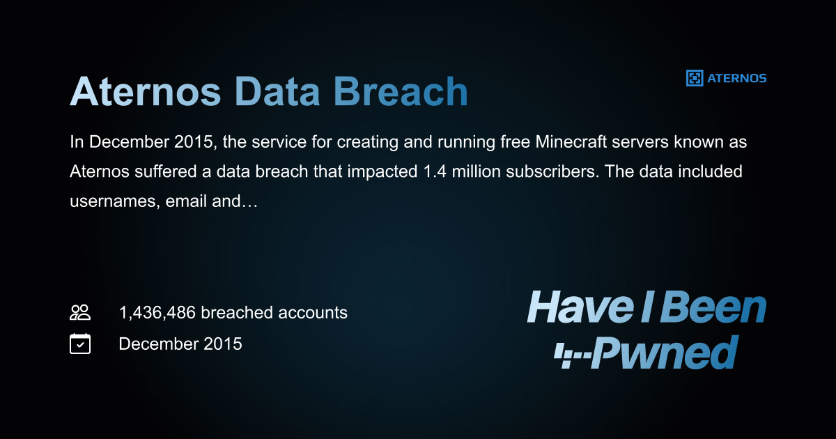 Have I Been Pwned: Aternos Data Breach