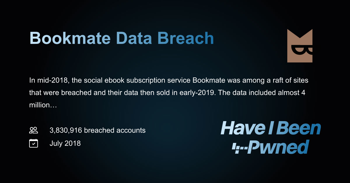 Have I Been Pwned: Bookmate Data Breach