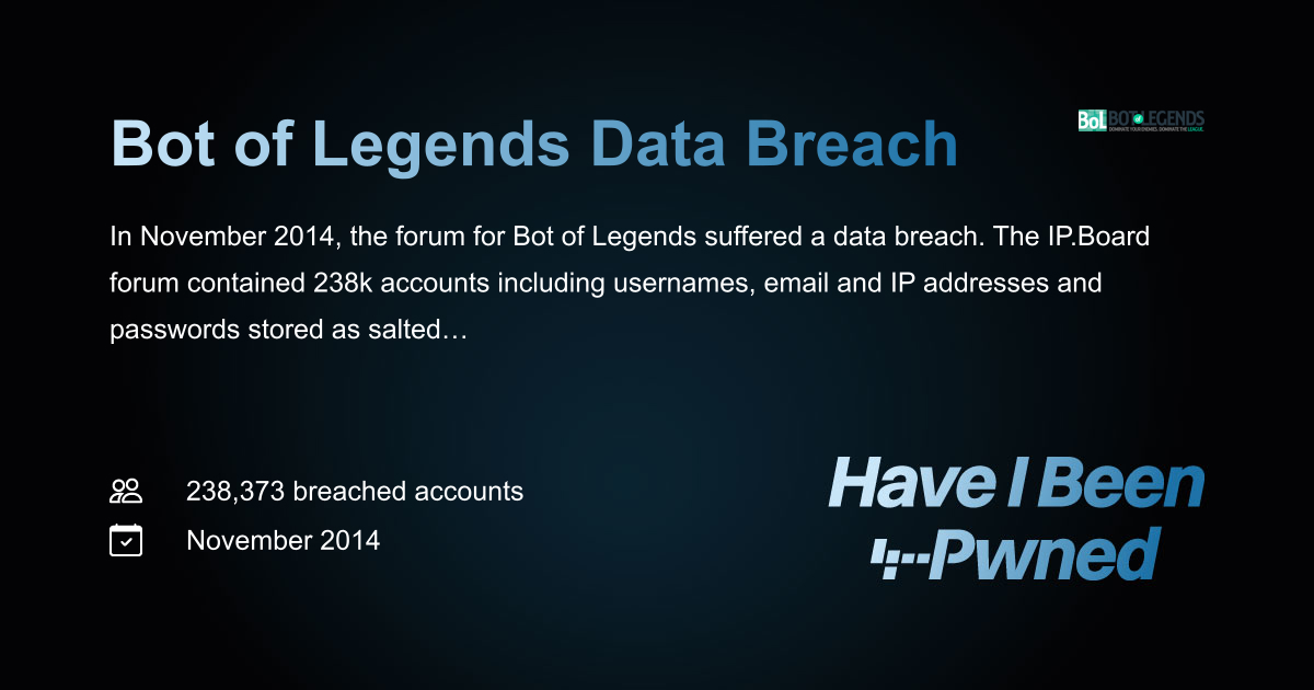 Have I Been Pwned: Bot of Legends Data Breach