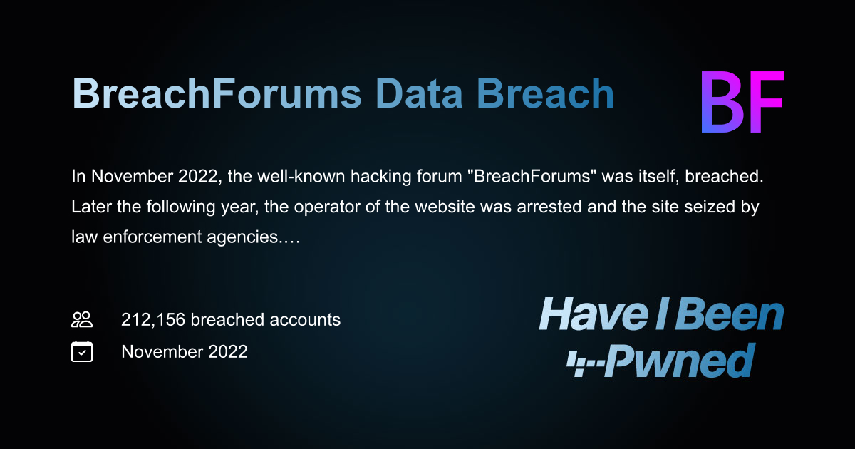 Have I Been Pwned: BreachForums Data Breach