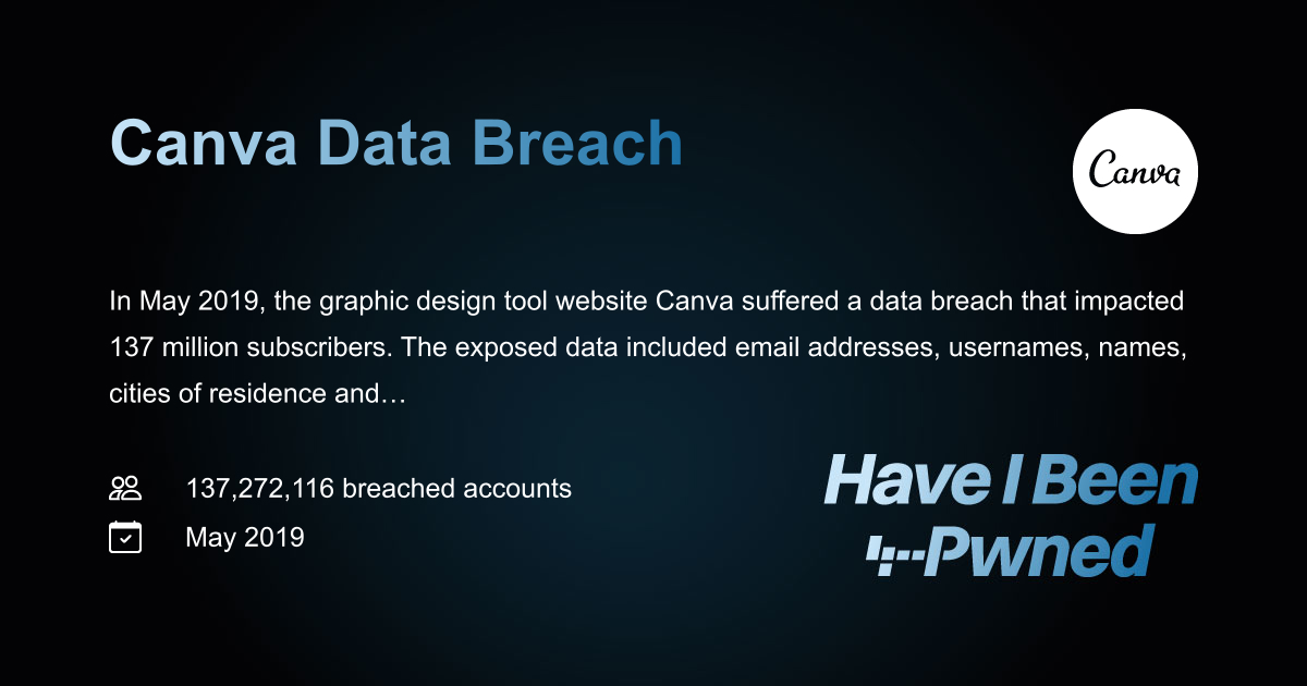 Have I Been Pwned: Canva Data Breach
