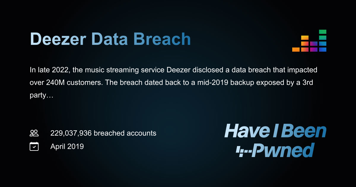 Have I Been Pwned: Deezer Data Breach