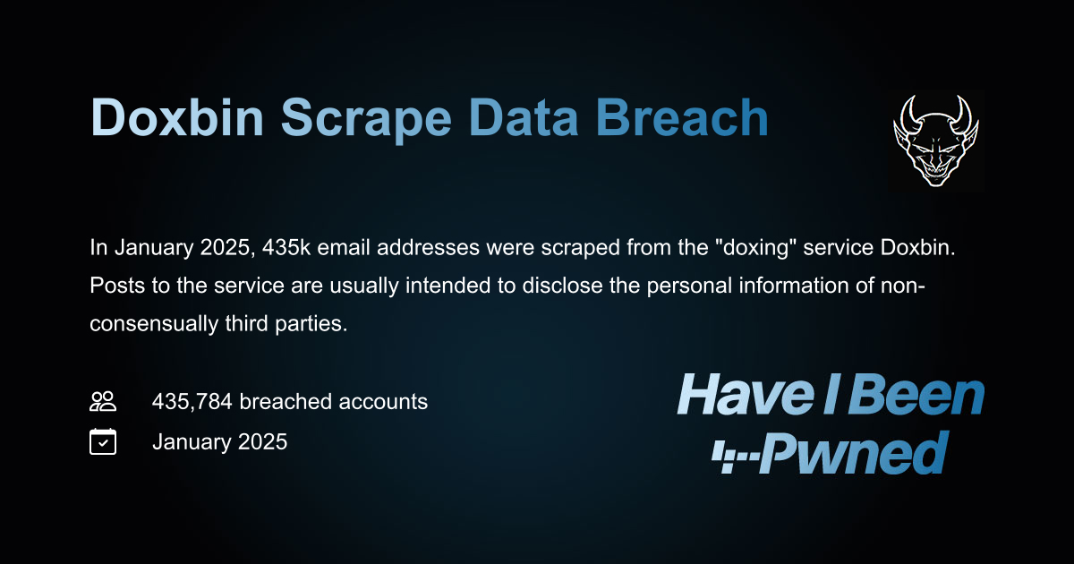 Have I Been Pwned: Doxbin Scrape Data Breach
