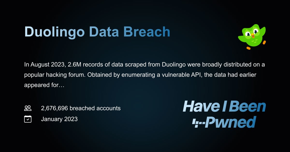 Have I Been Pwned: Duolingo Data Breach