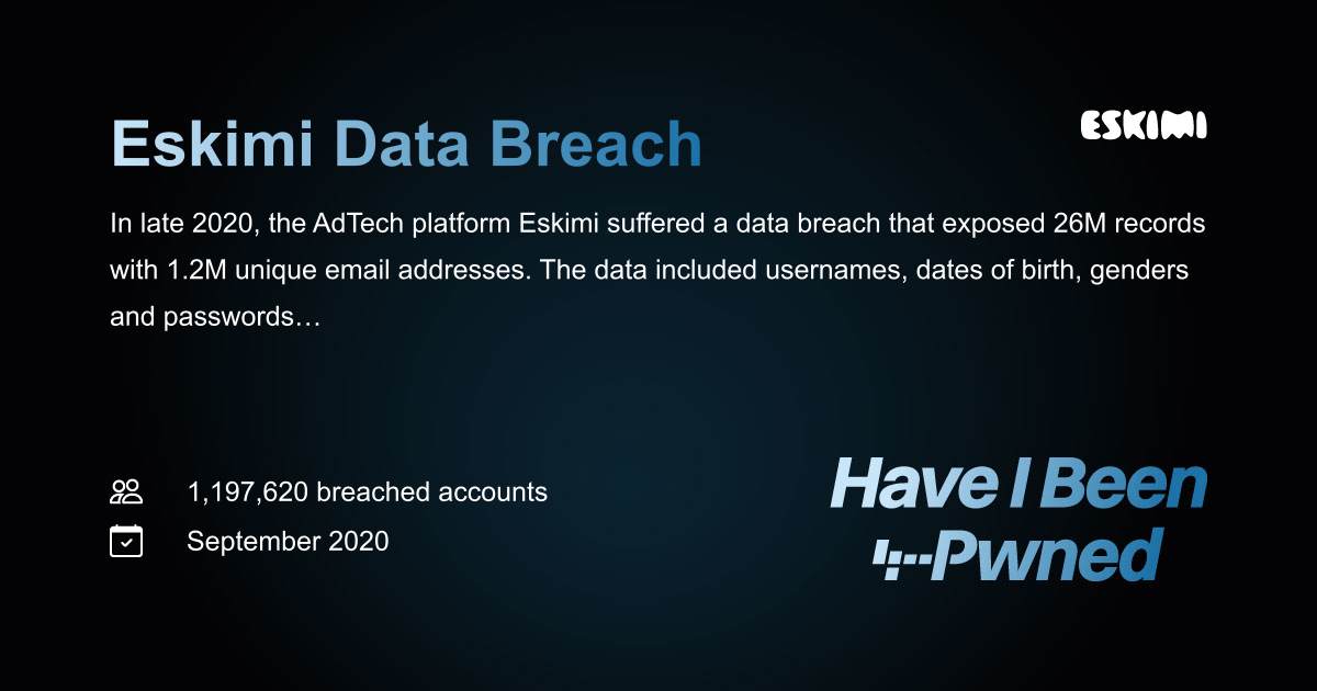 Have I Been Pwned: Eskimi Data Breach
