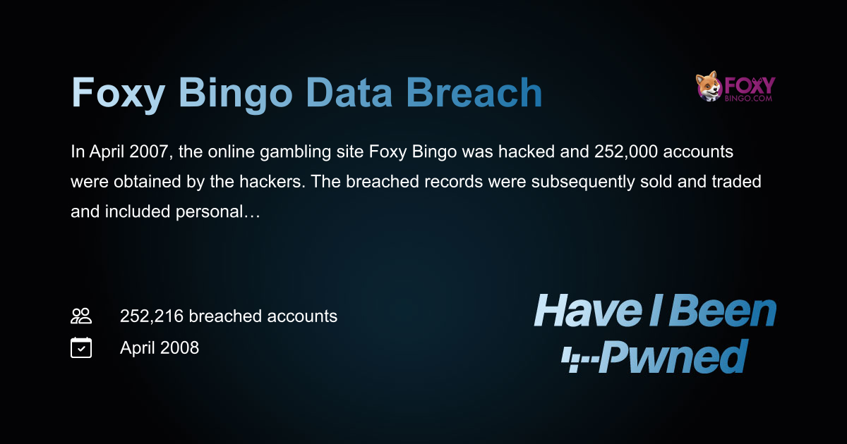 Have I Been Pwned: Foxy Bingo Data Breach