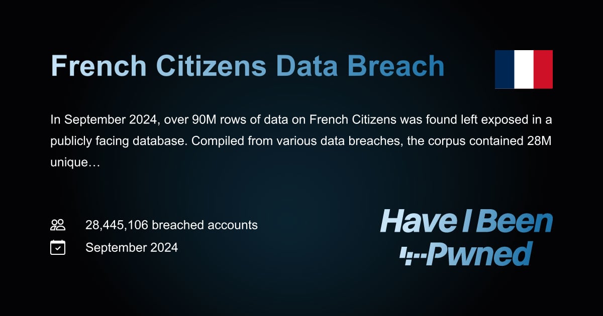 Have I Been Pwned: French Citizens Data Breach