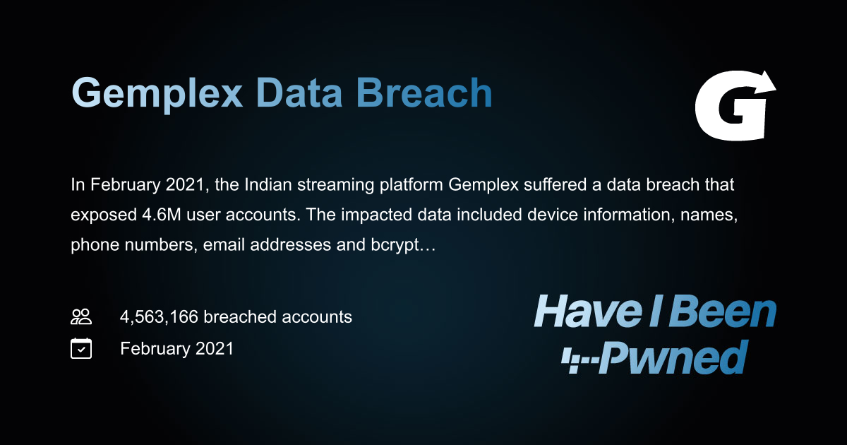 Have I Been Pwned: Gemplex Data Breach