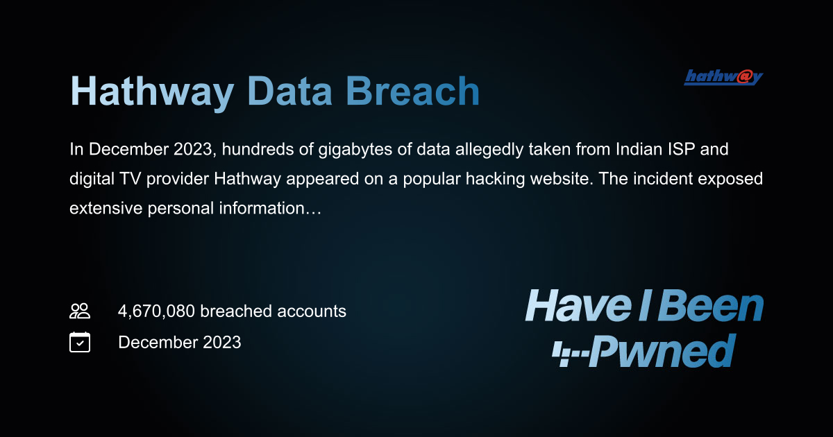 Have I Been Pwned: Hathway Data Breach