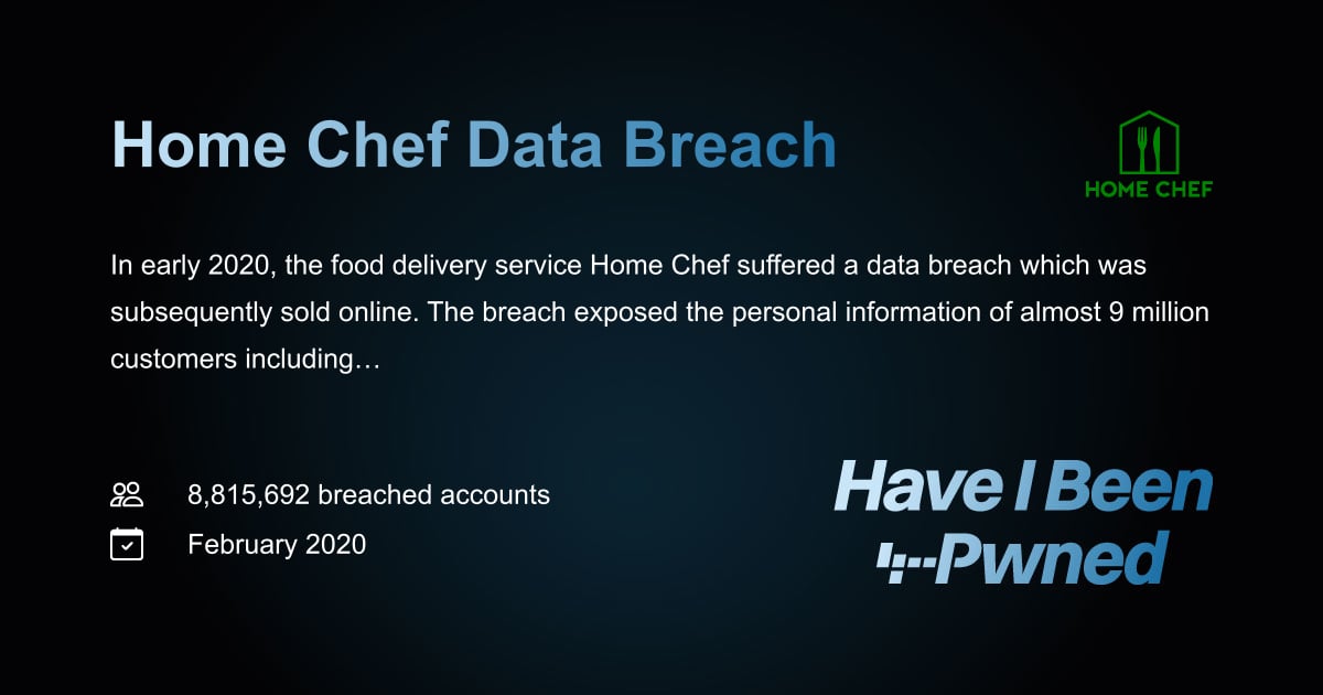 Have I Been Pwned: Home Chef Data Breach