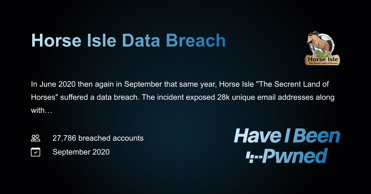 Have I Been Pwned: Horse Isle Data Breach