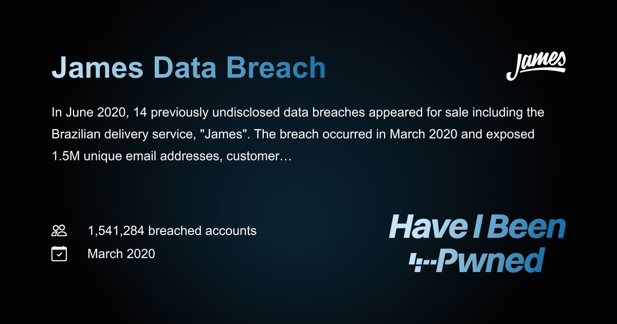 Have I Been Pwned: James Data Breach
