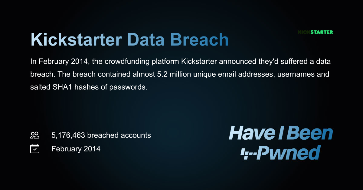 Have I Been Pwned: Kickstarter Data Breach