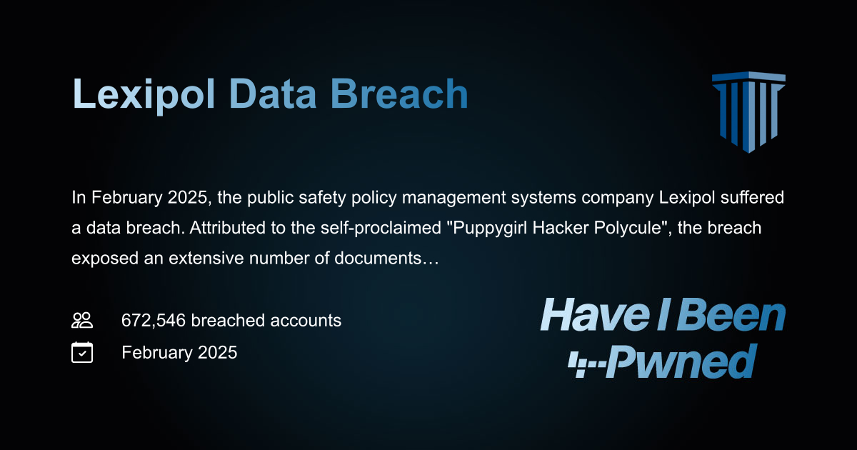 Have I Been Pwned: Lexipol Data Breach