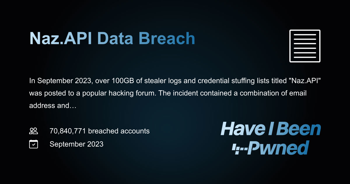 Have I Been Pwned: Naz.API Data Breach