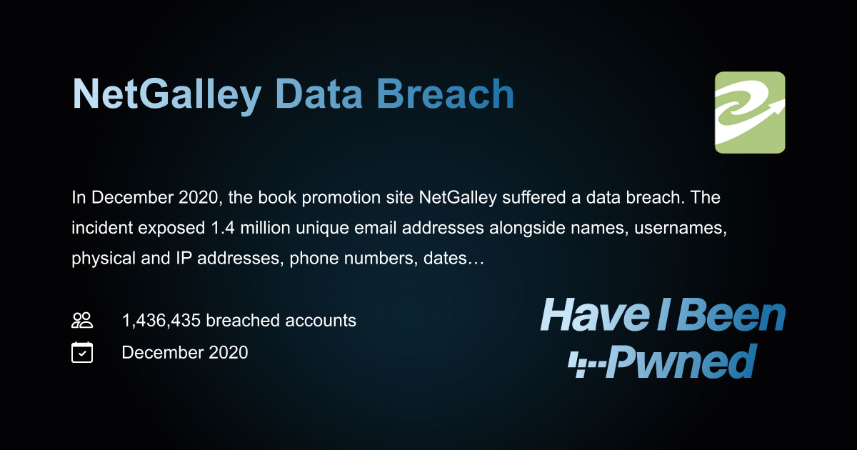 Have I Been Pwned: NetGalley Data Breach
