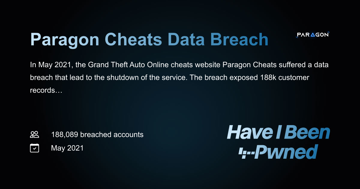 Have I Been Pwned: Paragon Cheats Data Breach