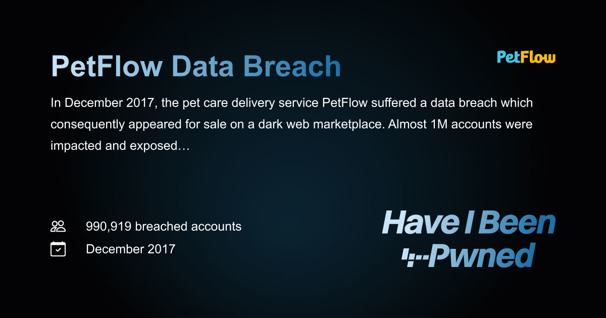 Have I Been Pwned: PetFlow Data Breach