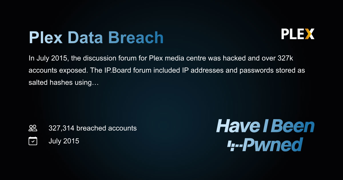 Have I Been Pwned: Plex Data Breach