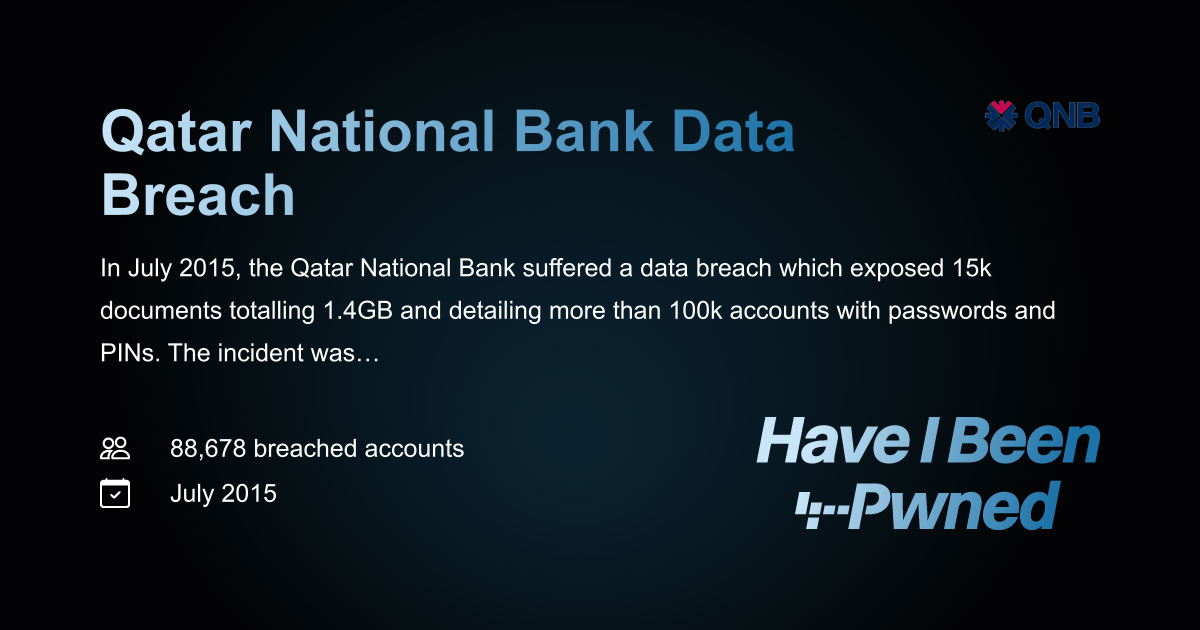 Have I Been Pwned: Qatar National Bank Data Breach