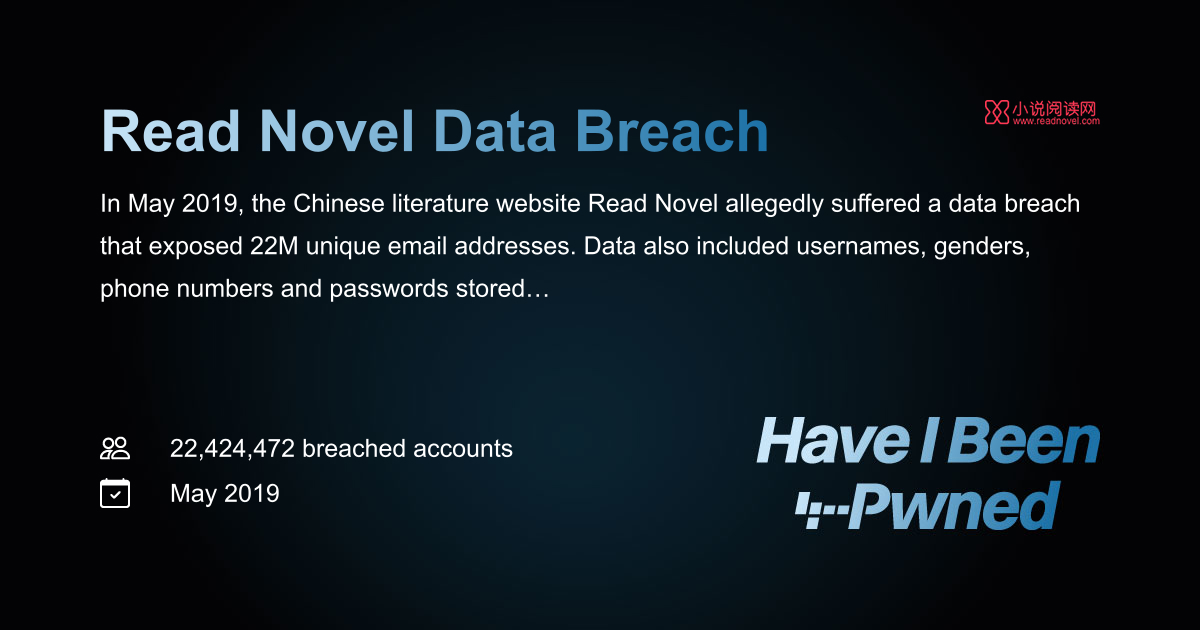 Have I Been Pwned: Read Novel Data Breach