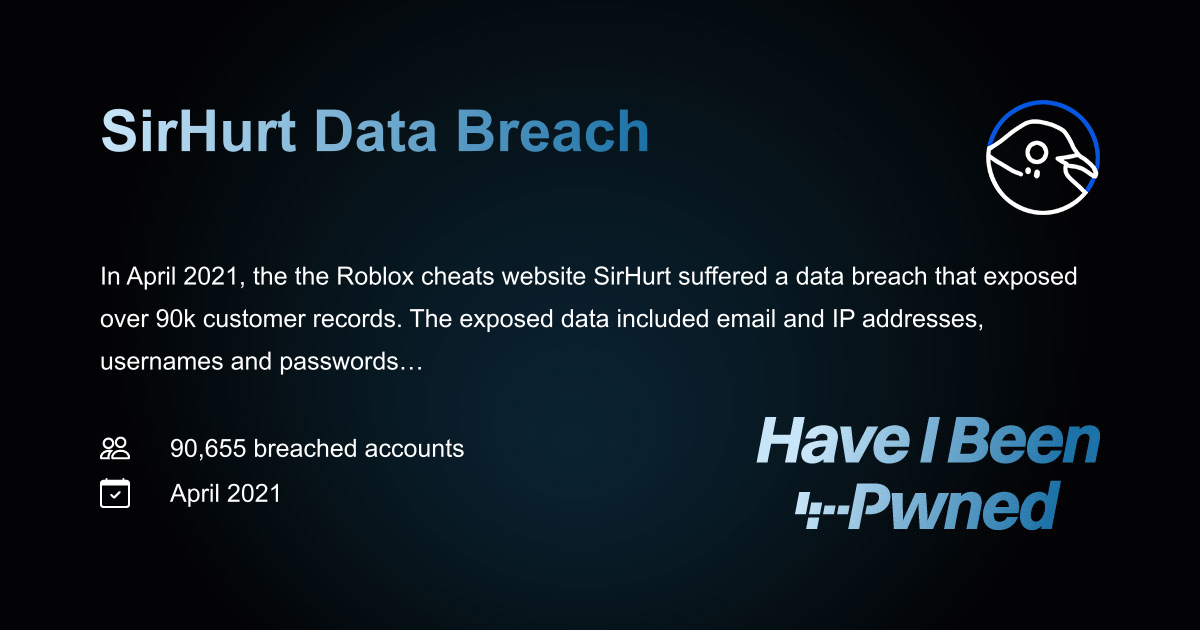 Have I Been Pwned: SirHurt Data Breach