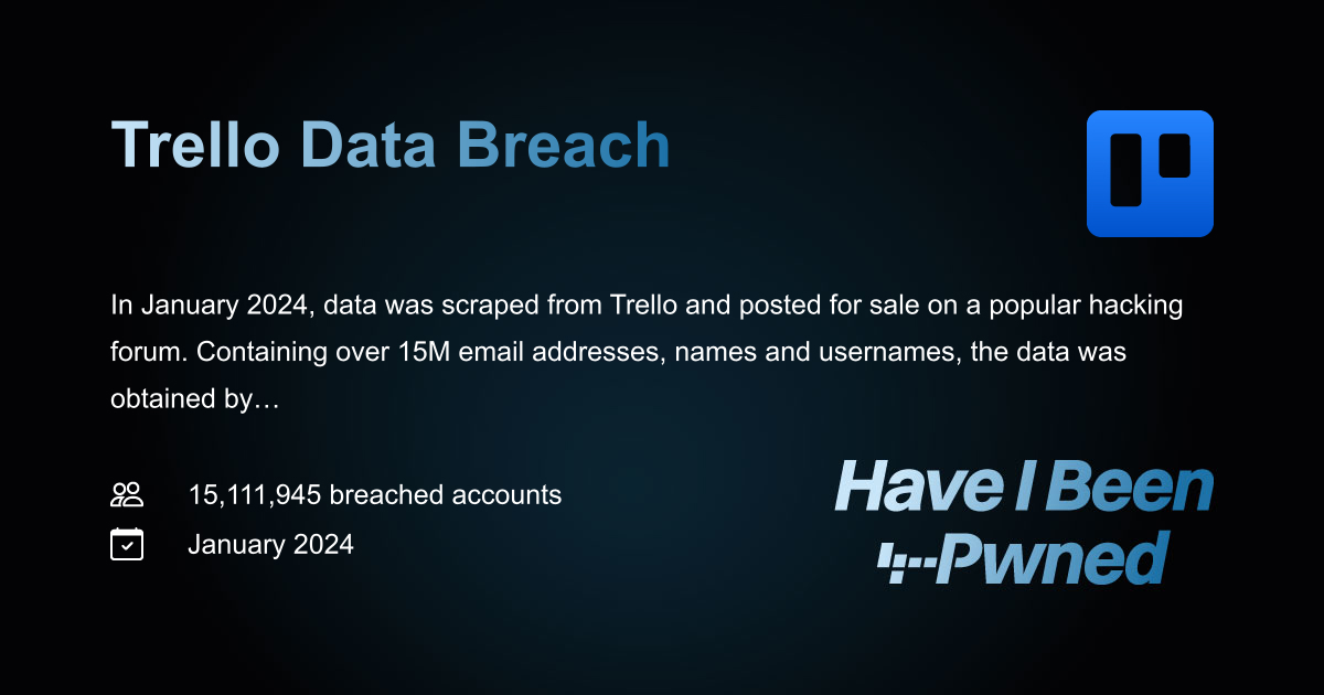 Have I Been Pwned: Trello Data Breach