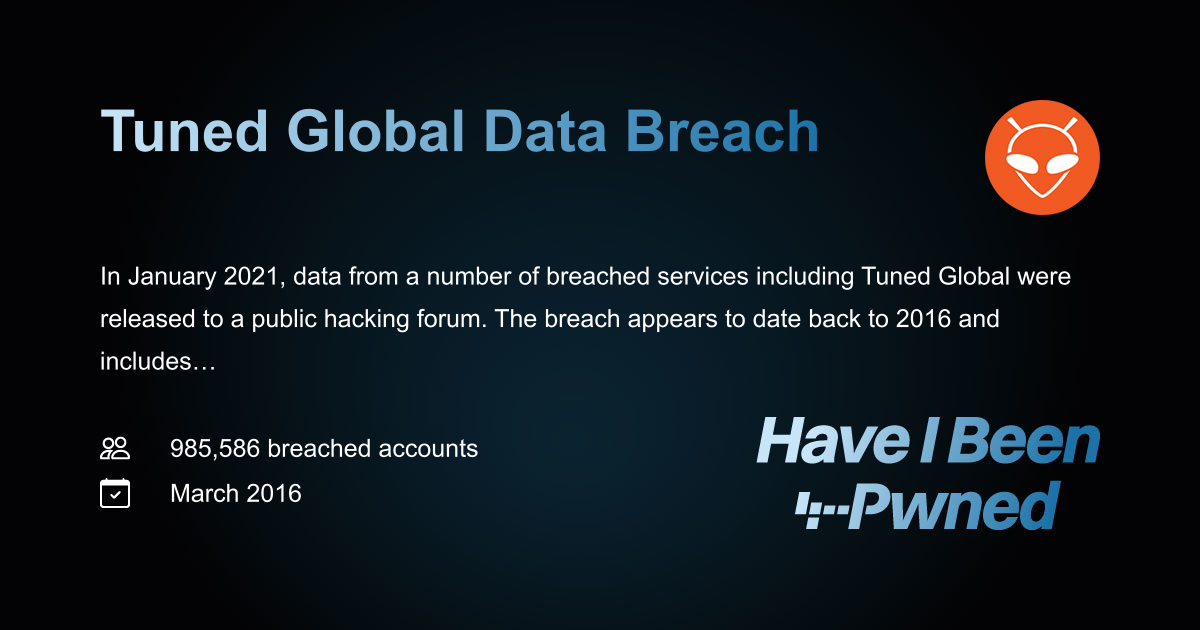 Have I Been Pwned: Tuned Global Data Breach