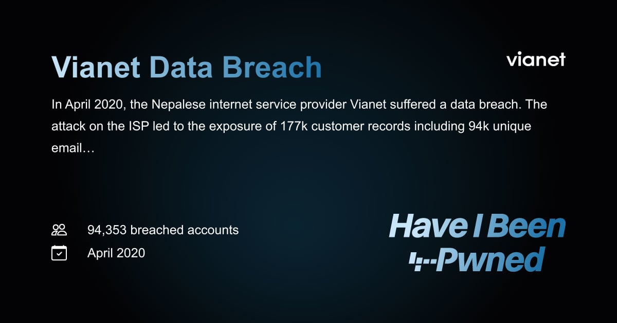 Have I Been Pwned: Vianet Data Breach