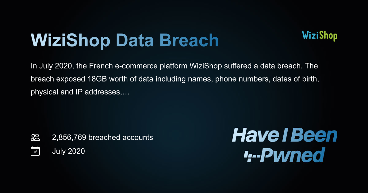 Have I Been Pwned: WiziShop Data Breach